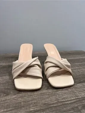 Shoes | Womens Cream Twist Slide Sandals | Poshmark